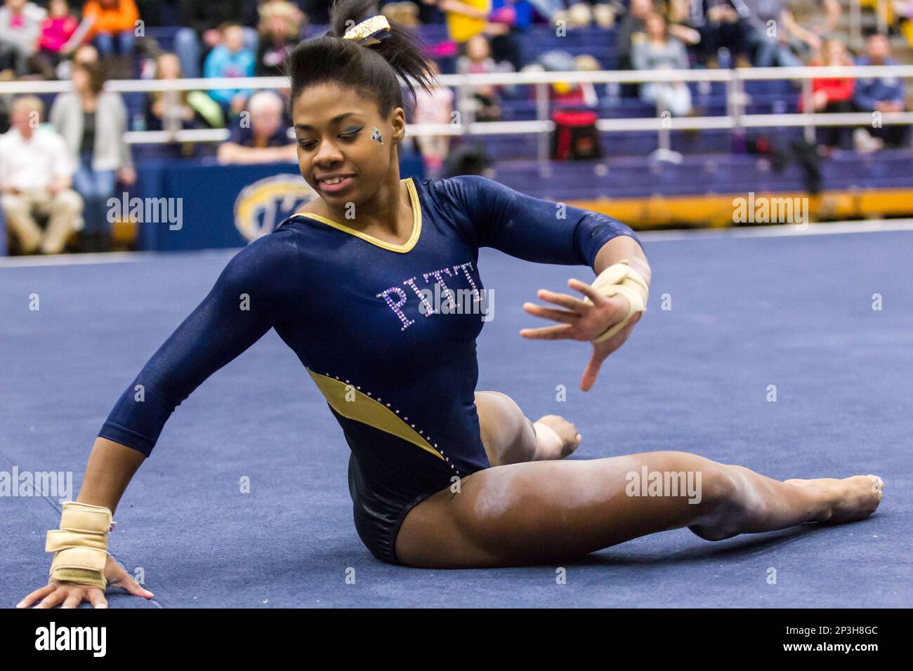 Pitt Panthers Tracey Pearson competes in the floor exercise during the ...