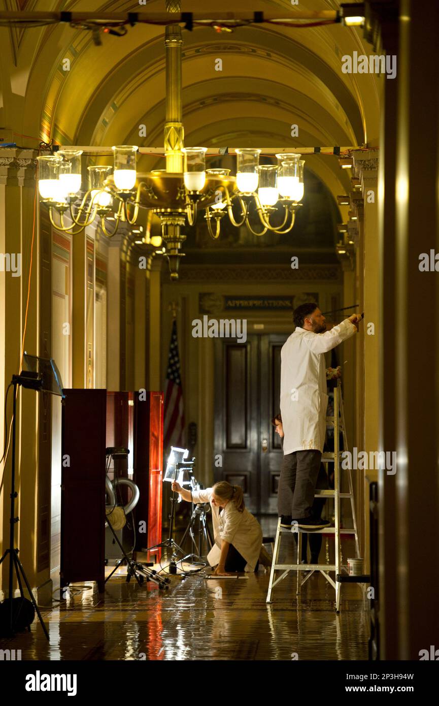 UNITED STATES - Nov 1: Artist with the AOC work in the Brumidi ...