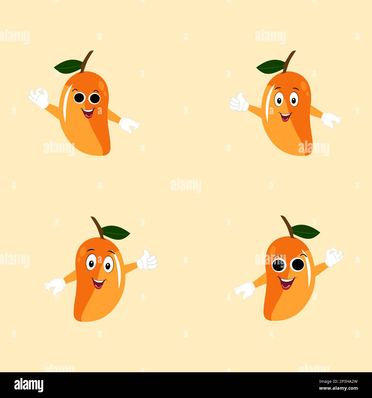 Mango character design. Kawaii mango characters vector illustration of ...