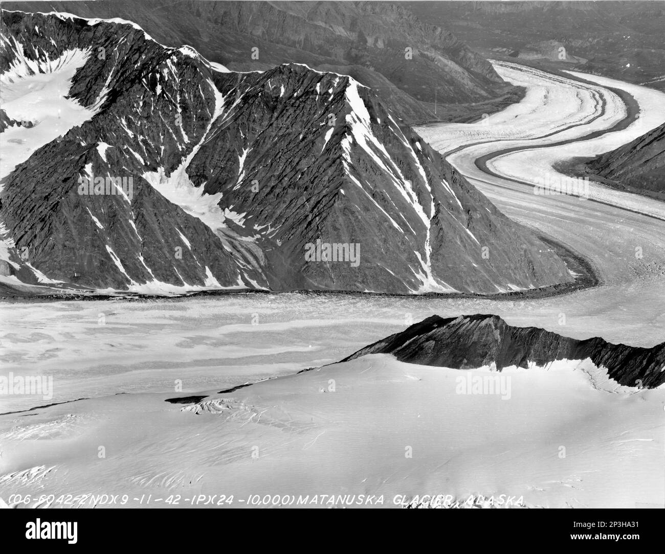Alaska - Matanuska Glacier through Alaskan Mountains, Aerial Photograph ...