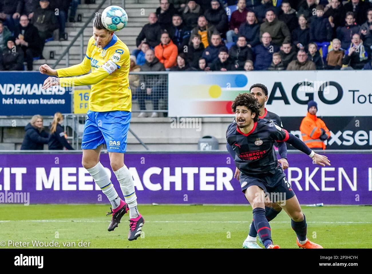 WAALWIJK, NETHERLANDS - MARCH 5: Michiel Kramer of RKC Waalwijk heads to score during the Dutch ...