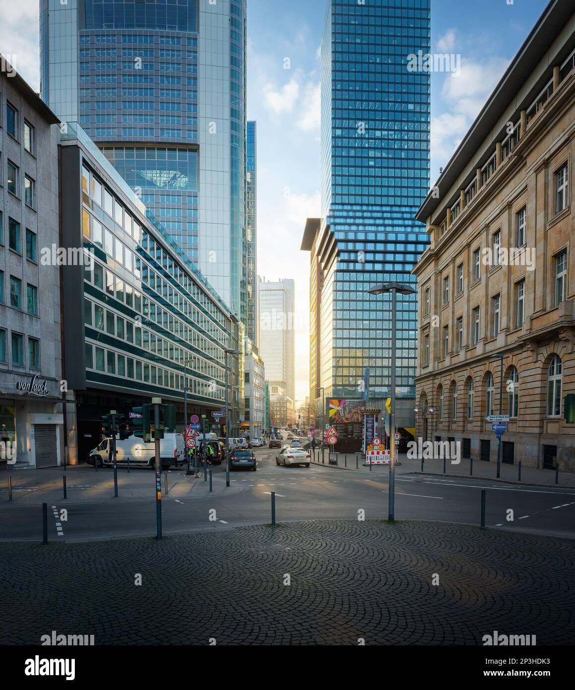 Omniturm Tower and Grosse Gallusstrasse Street at Bankenviertel ...