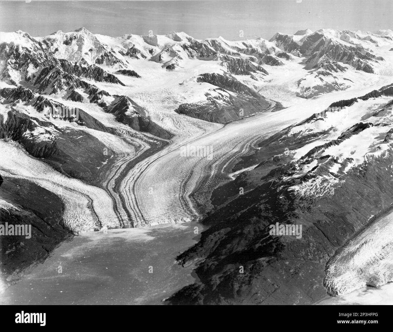 Alaska - Twin Glaciers through Taku Glacier, Aerial Photograph Stock ...