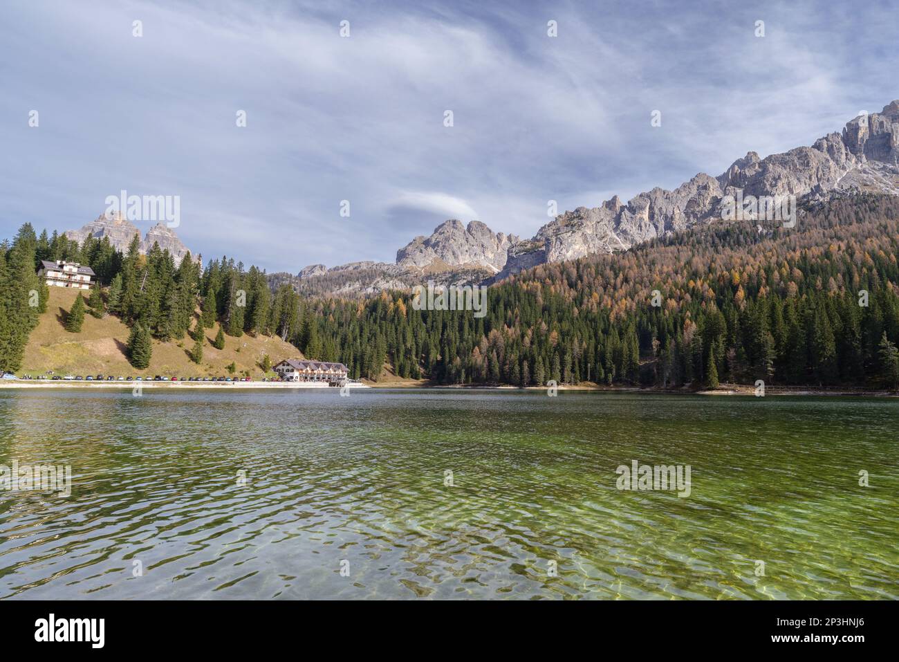 Antorno lake and Cadini di Misurina mountains range, Belluno Province ...