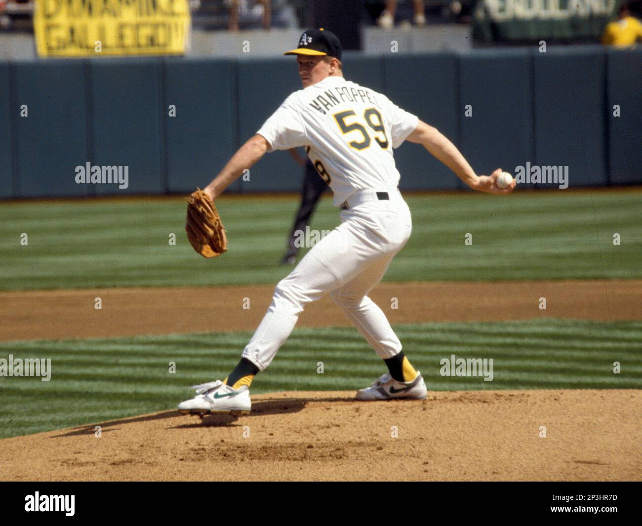 Oakland A's Todd Van Poppel (59) during a game from his 1991 season ...