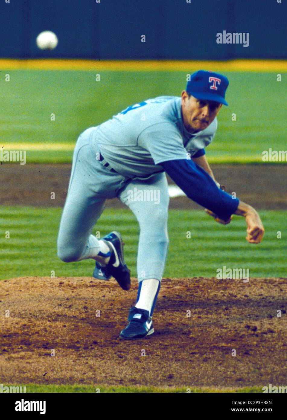 Texas Rangers Nolan Ryan(34) in action during a game from his 1989 ...