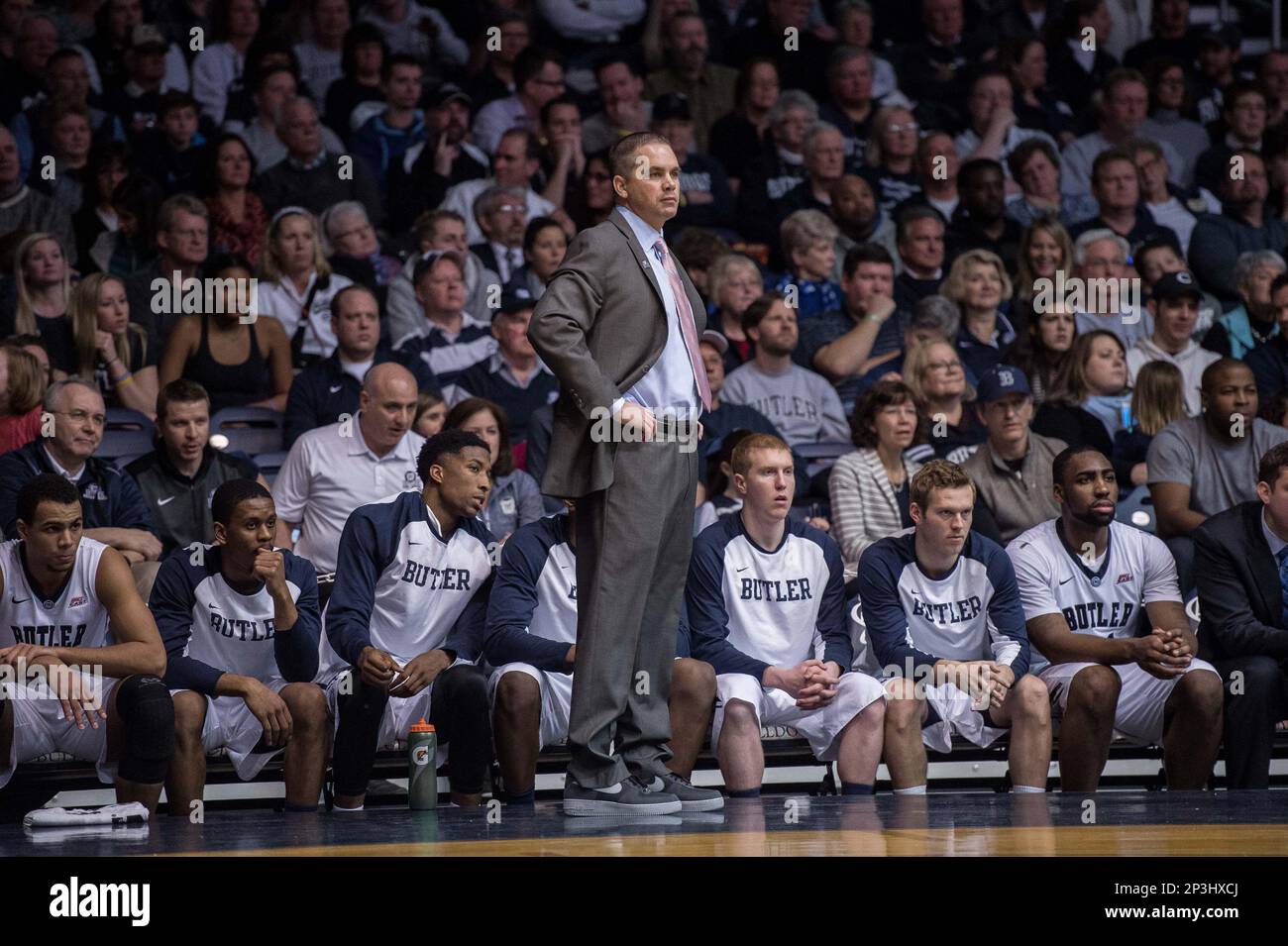 January 25, 2015: Butler Bulldogs head coach Chris Holtmann during the ...