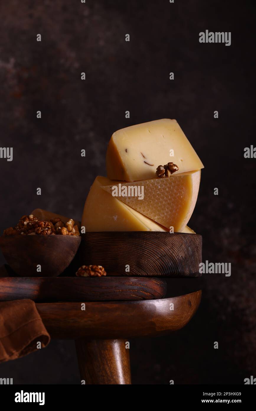 natural organic cheese, assorted rustic style Stock Photo - Alamy