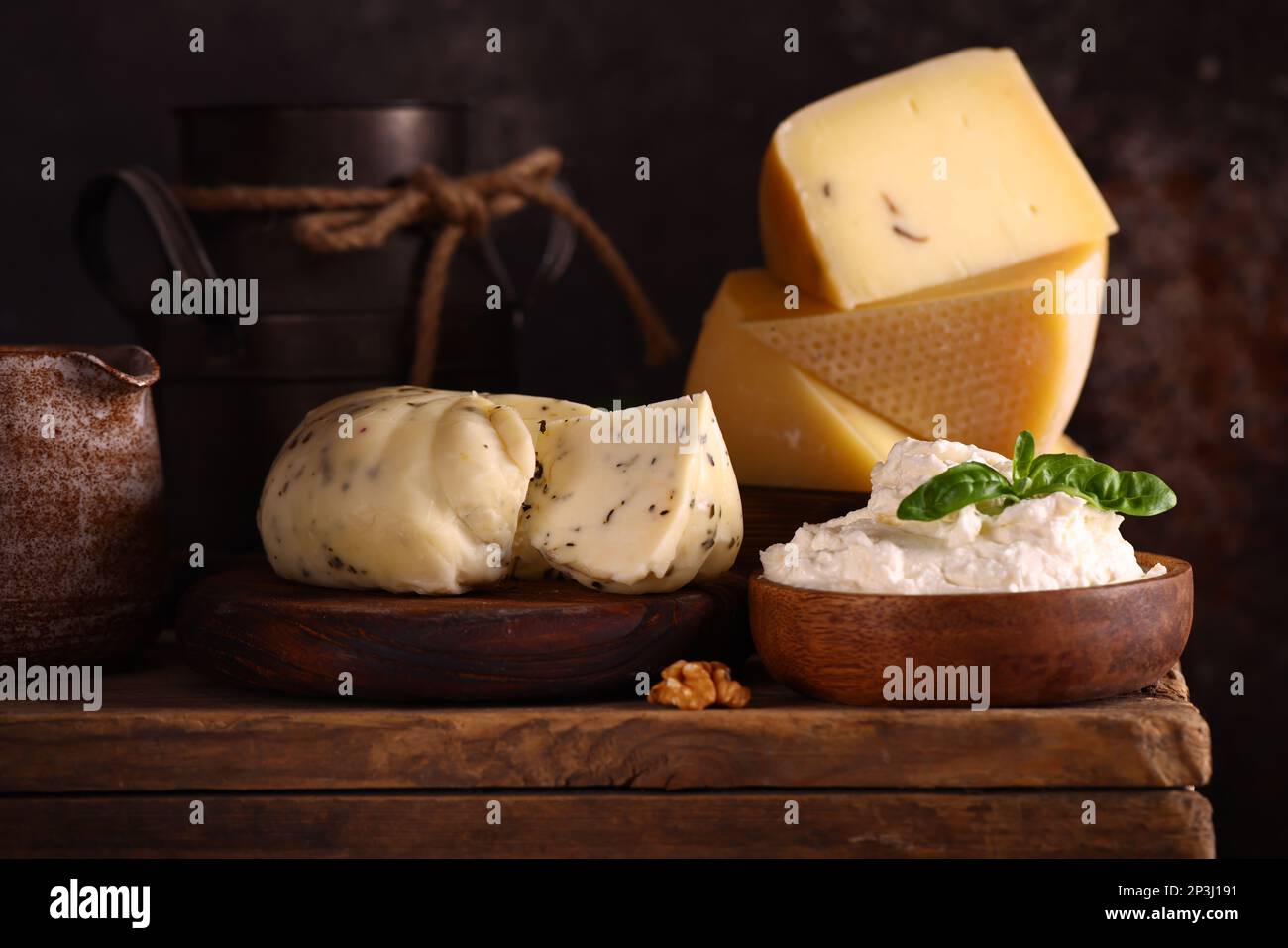 natural organic cheese, assorted rustic style Stock Photo - Alamy
