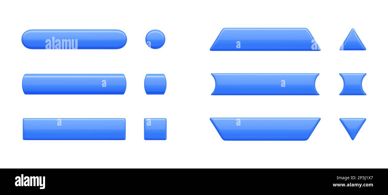 Rectangular long button with rounded and sharp borders 3d render ...