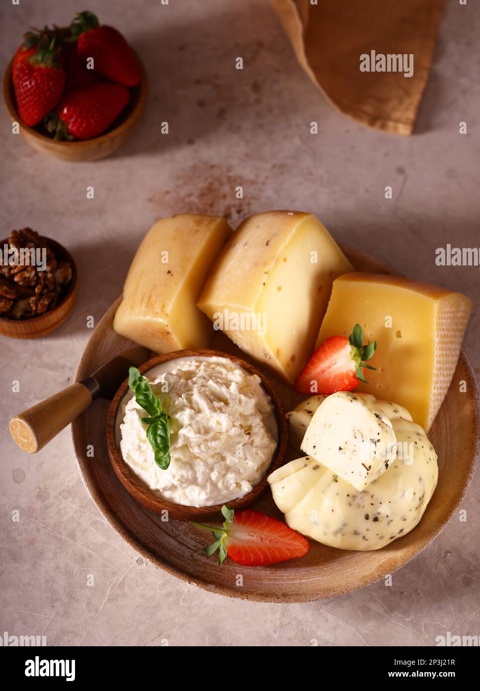 natural organic cheese, assorted rustic style Stock Photo - Alamy