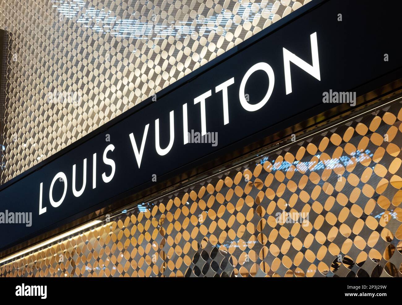 Louis Vuitton logo in the store at the international airport of ...