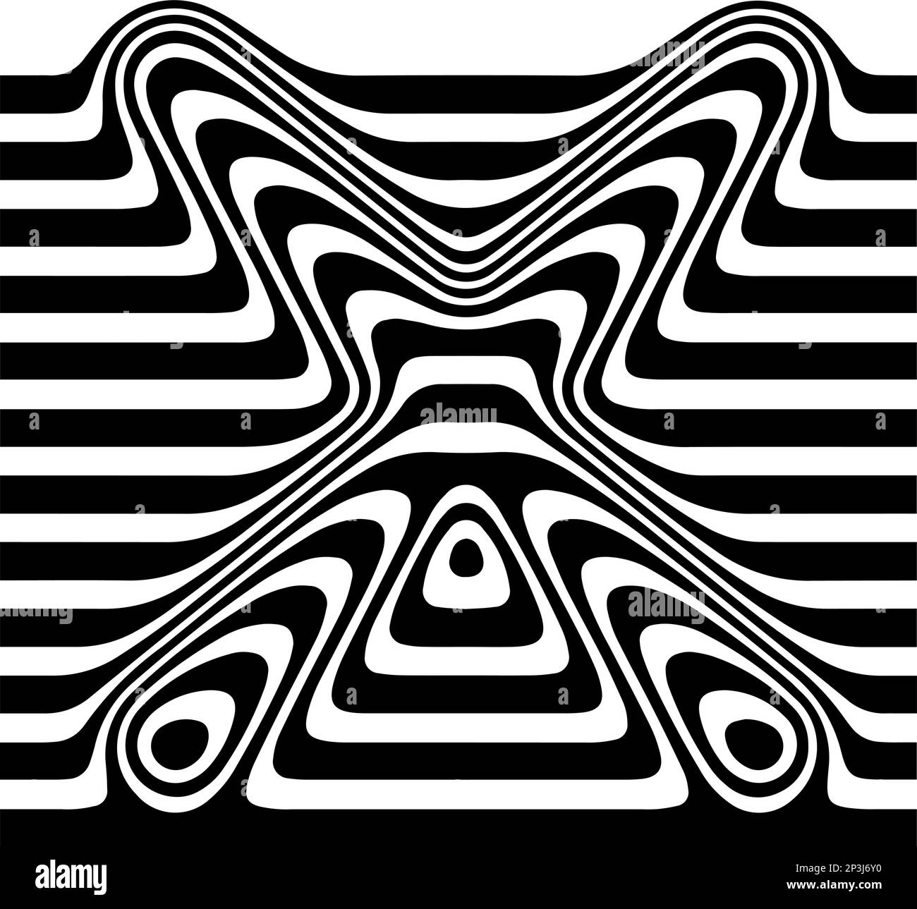 Liquified letter X, 3d striped sign, optical illusion font for opart ...