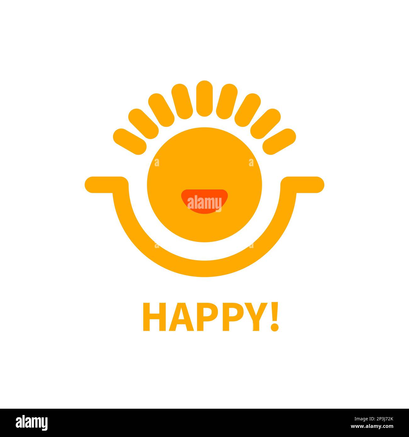 Sun character, line logo. Happy smiling sun icon. Positive vector ...