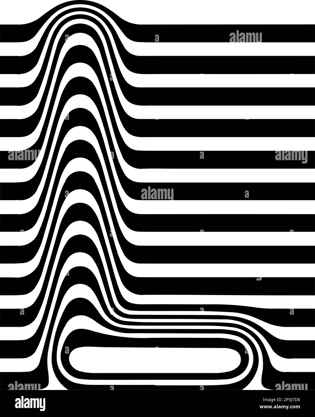 Liquified letter L, 3d striped sign, optical illusion font for opart ...