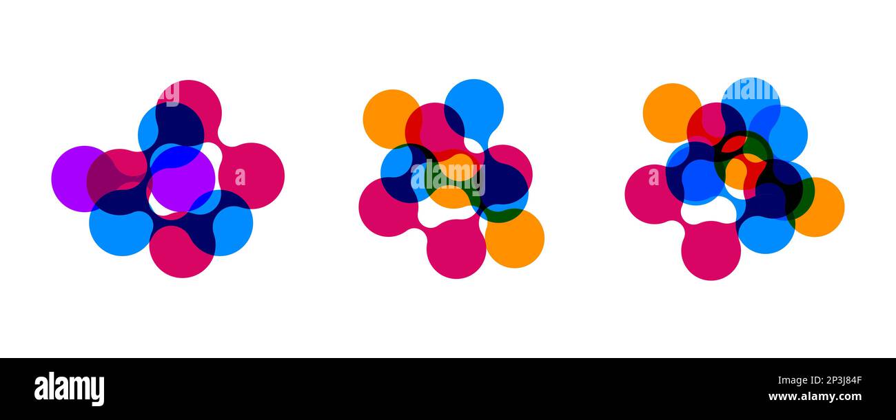 Scientific logo, set of abstract color bubbles. Science icon, logotype ...
