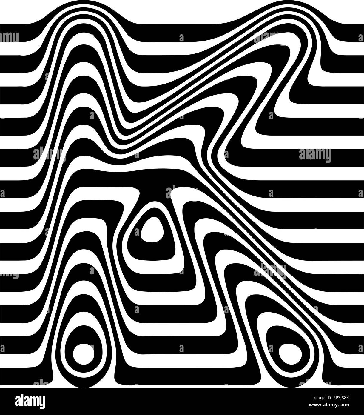 Liquified letter K, 3d striped sign, optical illusion font for opart ...