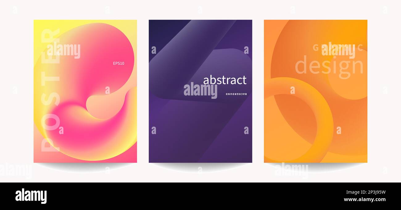 Fluid poster, set of liquid blend dynamic backgrounds. Future banner ...