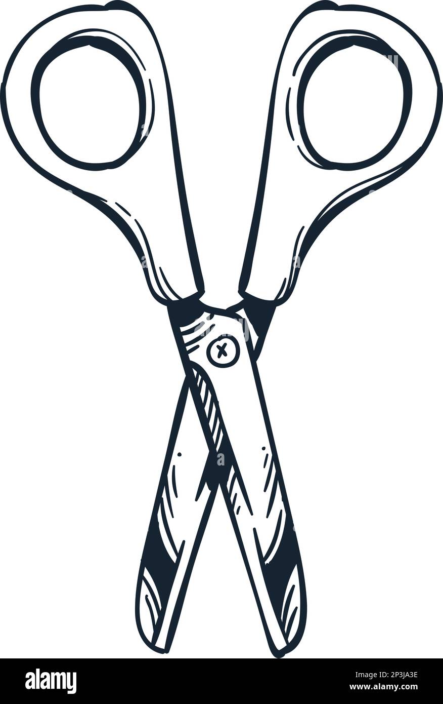 Cutting scissors sketch hand Cut Out Stock Images & Pictures - Alamy
