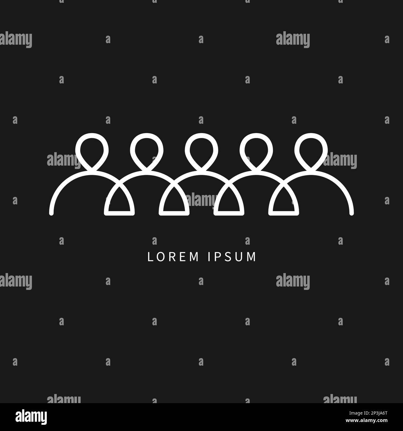 Line people, business logo. Linear connected group icon. Teamwork ...