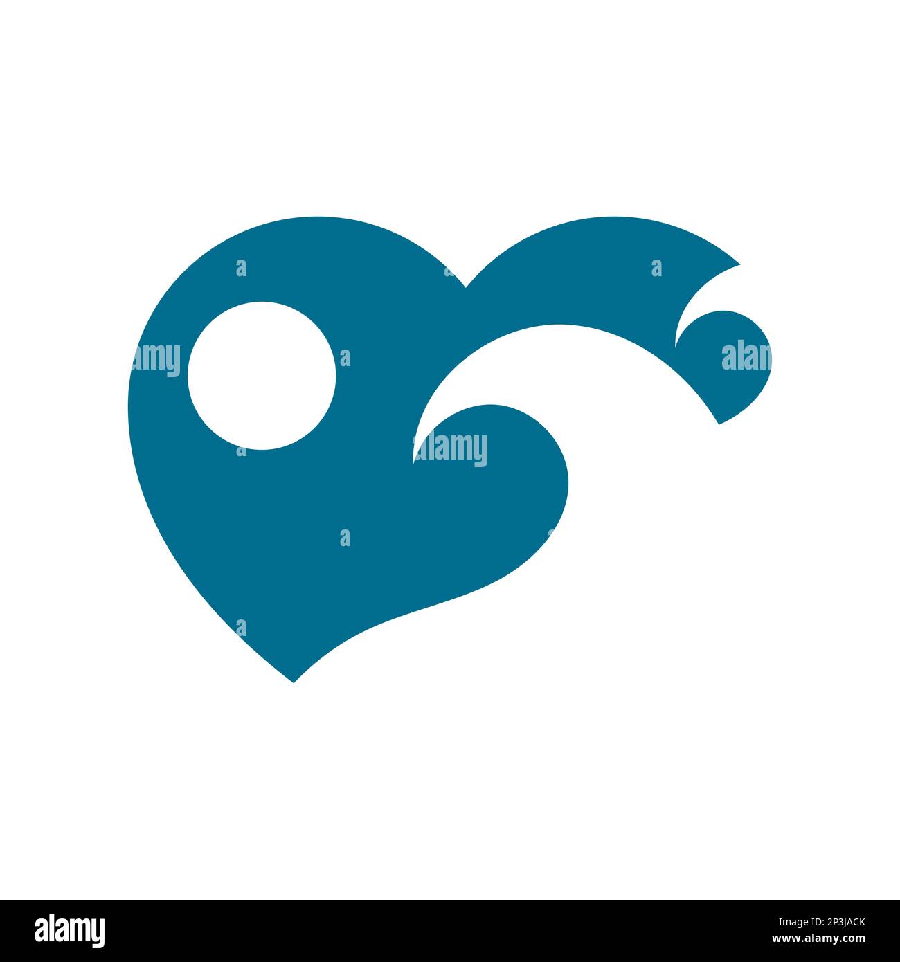 Sun, heart and sea flat logo, travel icon. Love of travel concept Stock ...