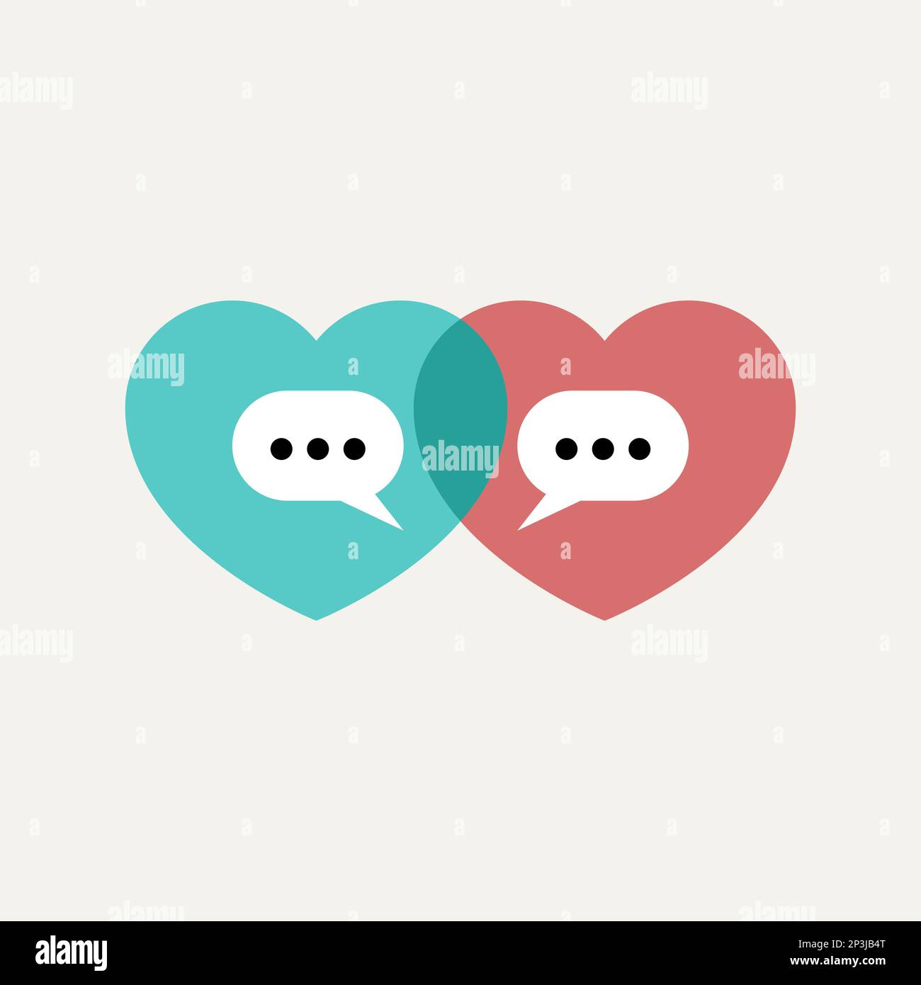 Two loving hearts exchange messages online logo. Icon for marriage ...