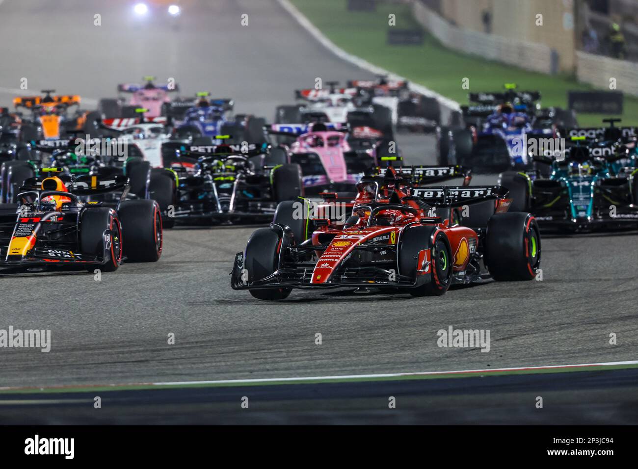 16 LECLERC Charles (mco), Scuderia Ferrari SF-23, action, start of the ...