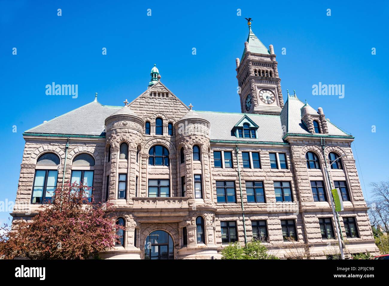 Lowell City Hall and view of downtown Lowell, Massachusetts MA, USA ...