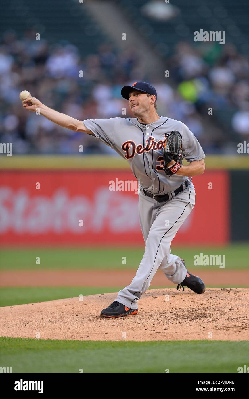 12 June 2014: Detroit Tigers starting pitcher Max Scherzer (37) throws ...