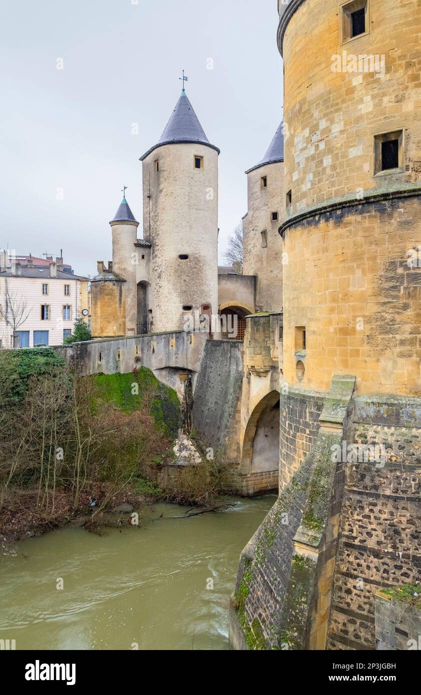 Bridge castle and city gate named Germans Gate in Metz, a city in the ...
