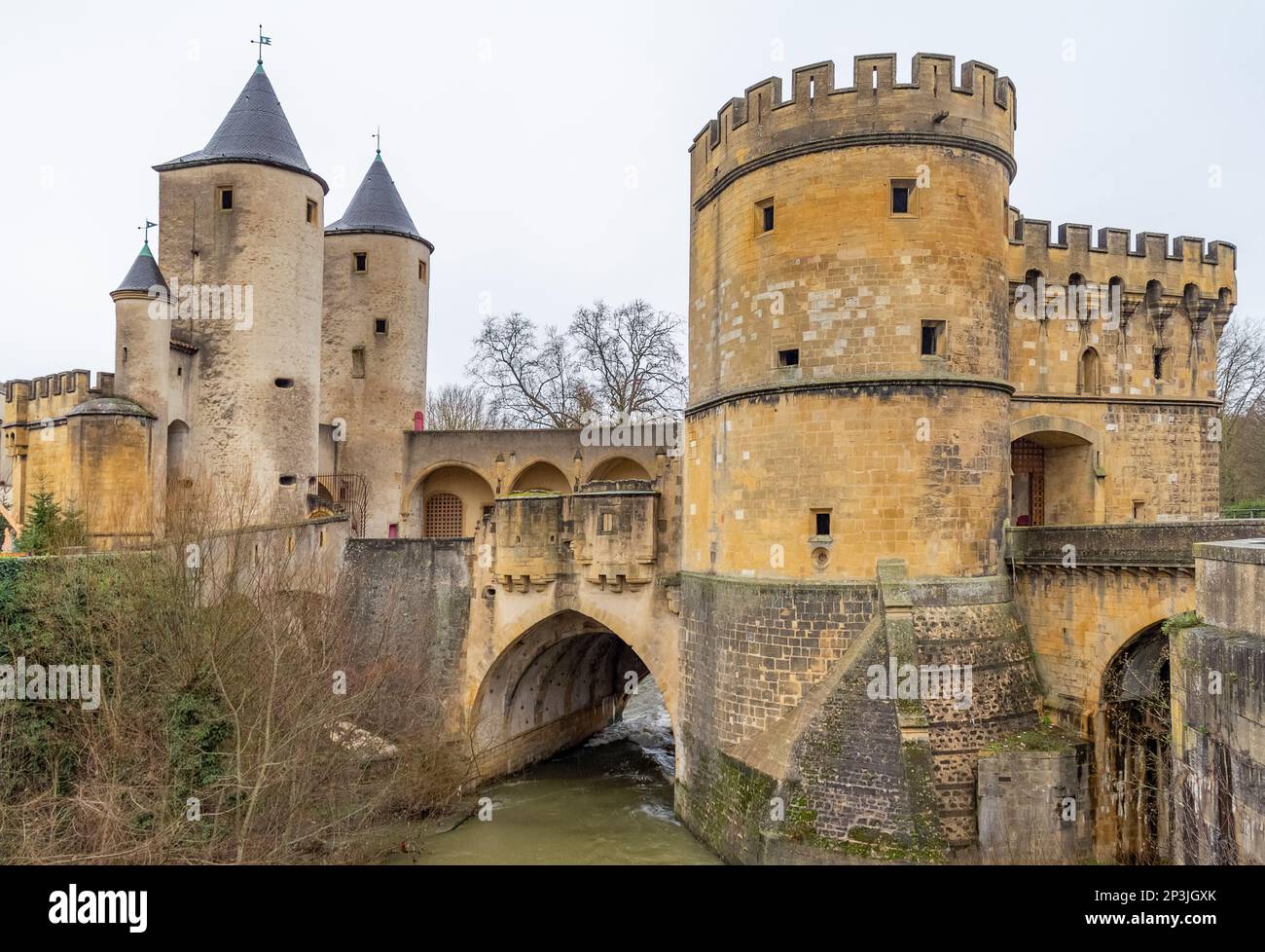 Bridge castle and city gate named Germans Gate in Metz, a city in the ...