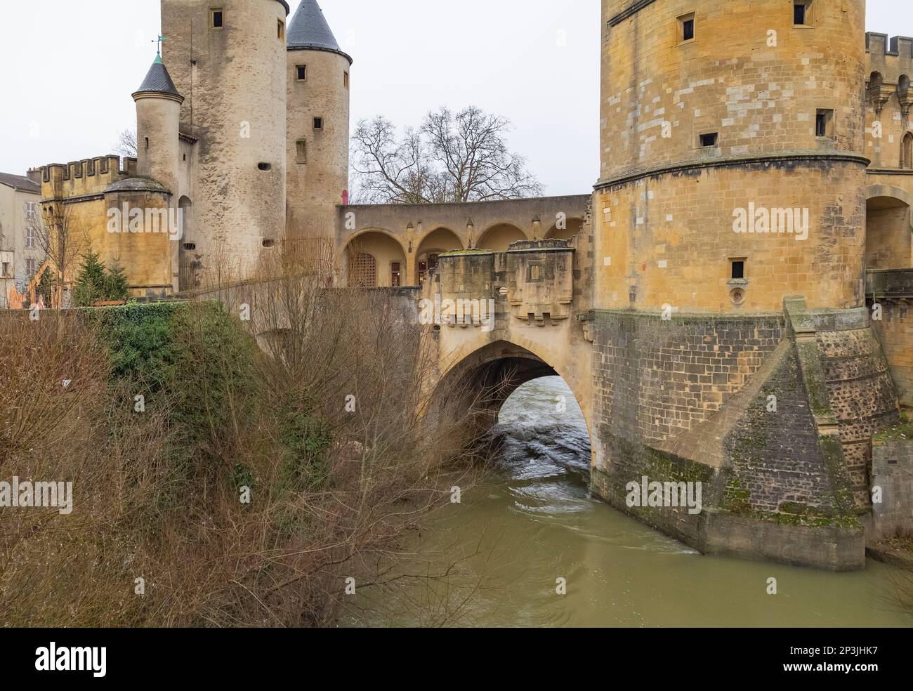 Bridge castle and city gate named Germans Gate in Metz, a city in the ...