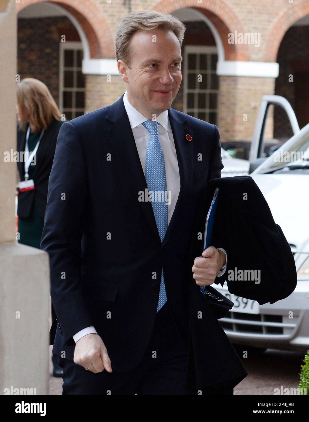 Norwegian Foreign Minister Borge Brende arrives to attend an ...