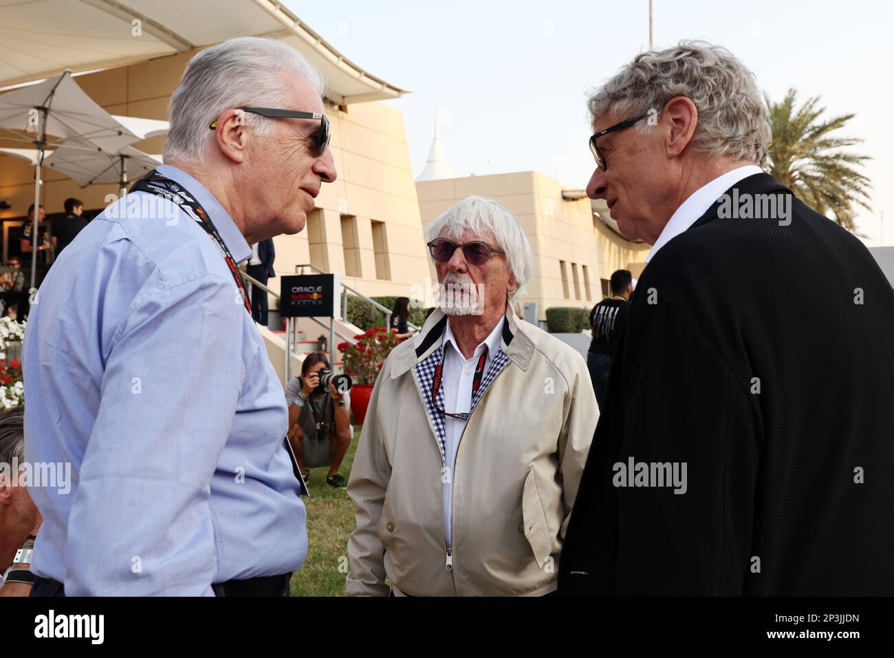 (L to R): Piero Ferrari (ITA) Ferrari Vice-President with Bernie ...