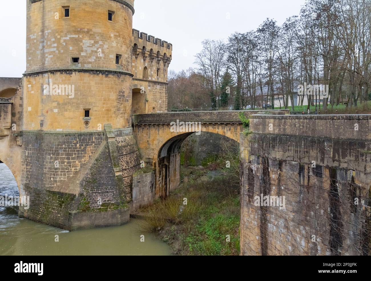 Bridge castle and city gate named Germans Gate in Metz, a city in the ...