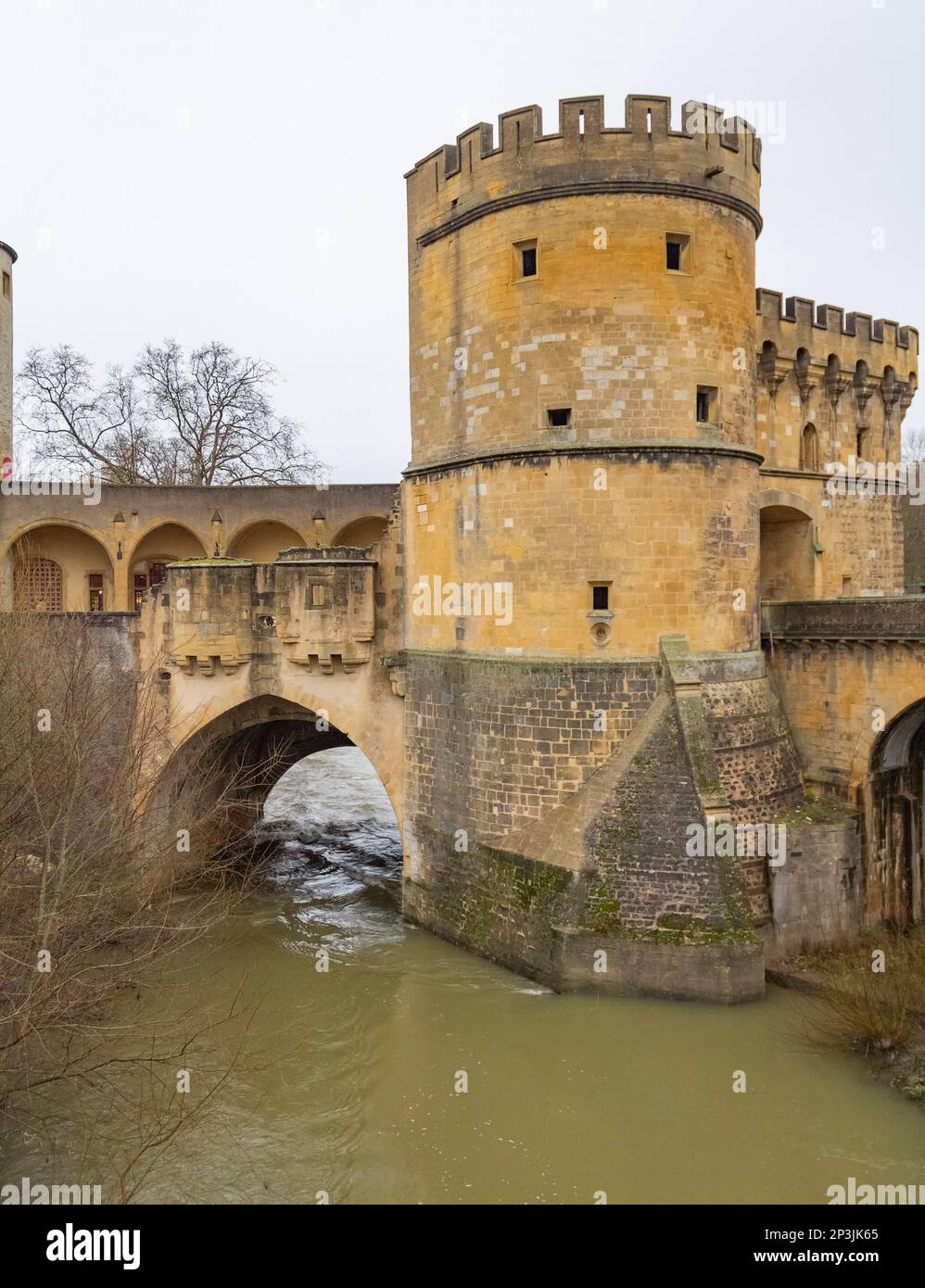 Bridge castle and city gate named Germans Gate in Metz, a city in the ...