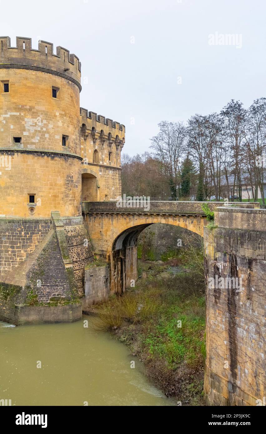 Bridge castle and city gate named Germans Gate in Metz, a city in the ...