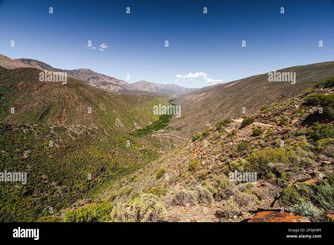 Overlooking Die Hell valley, Western Cape, South Africa Stock Photo - Alamy