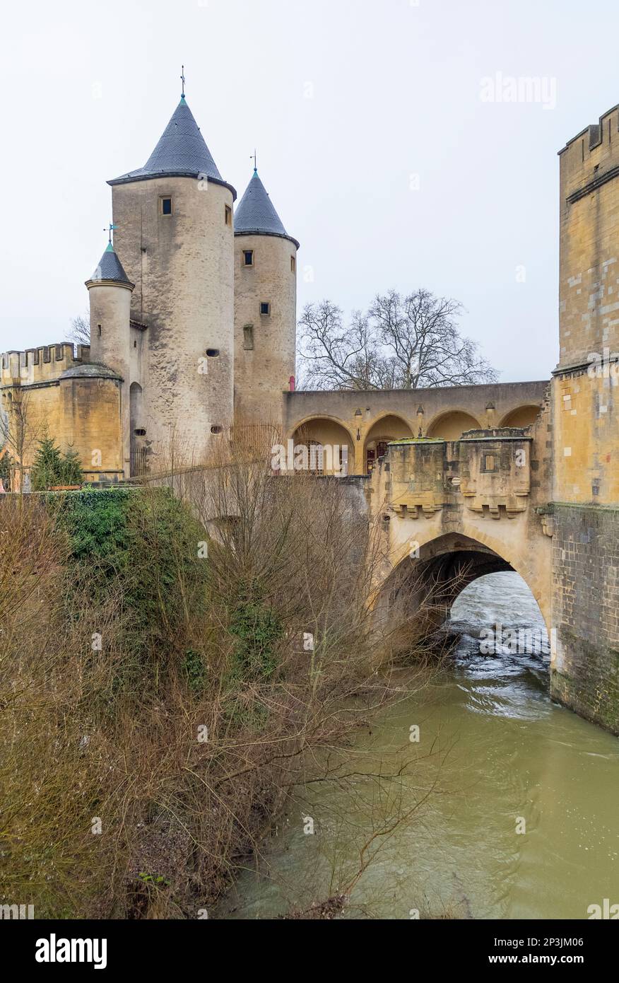 Bridge castle and city gate named Germans Gate in Metz, a city in the ...