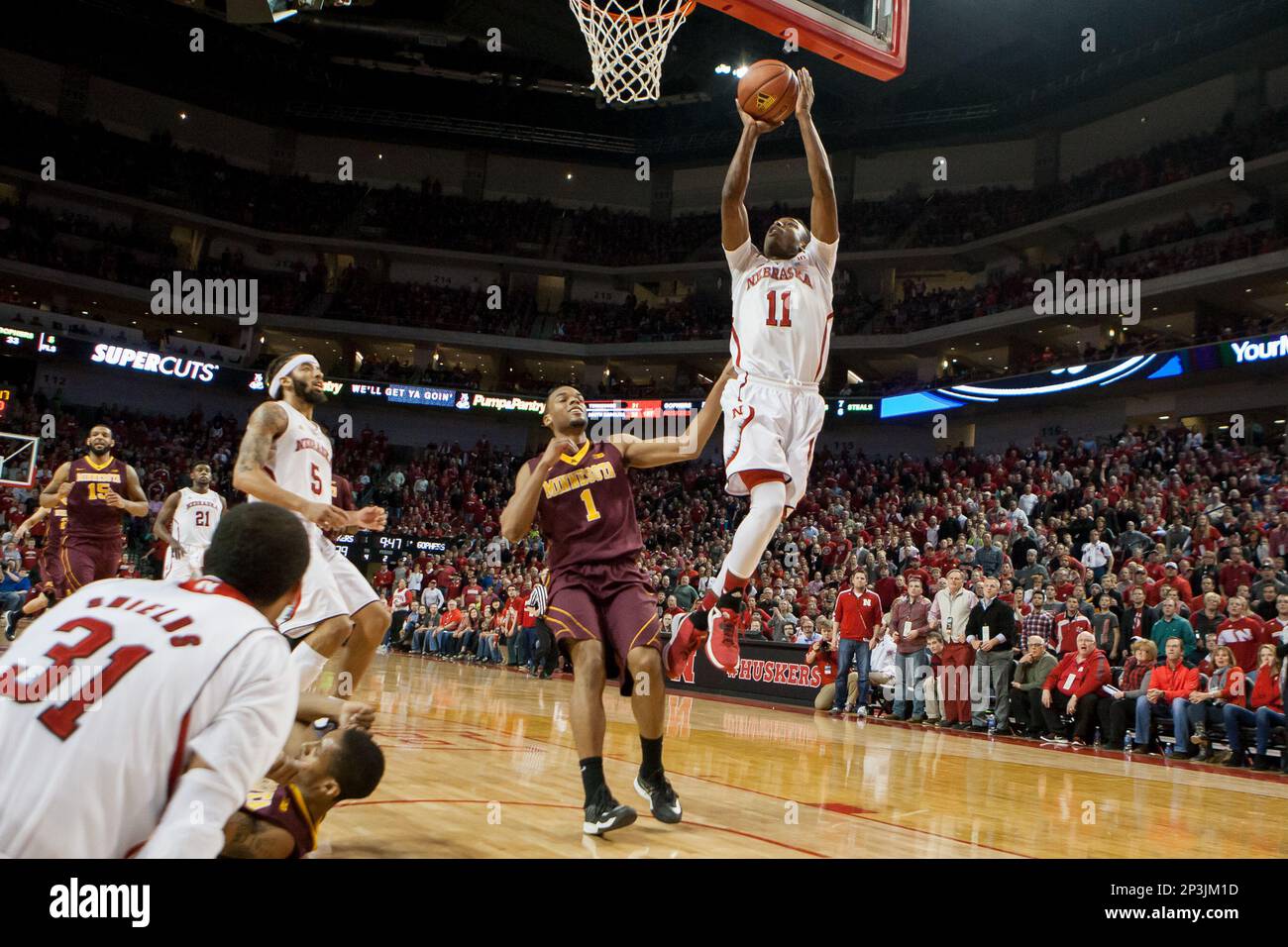January 20, 2015: Tarin Smith #11 of the Nebraska Cornhuskers makes a ...