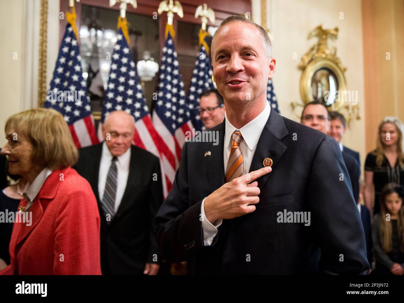 UNITED STATES - JUNE 25: Rep.-elect Curt Clawson, R-Fla., points to his ...