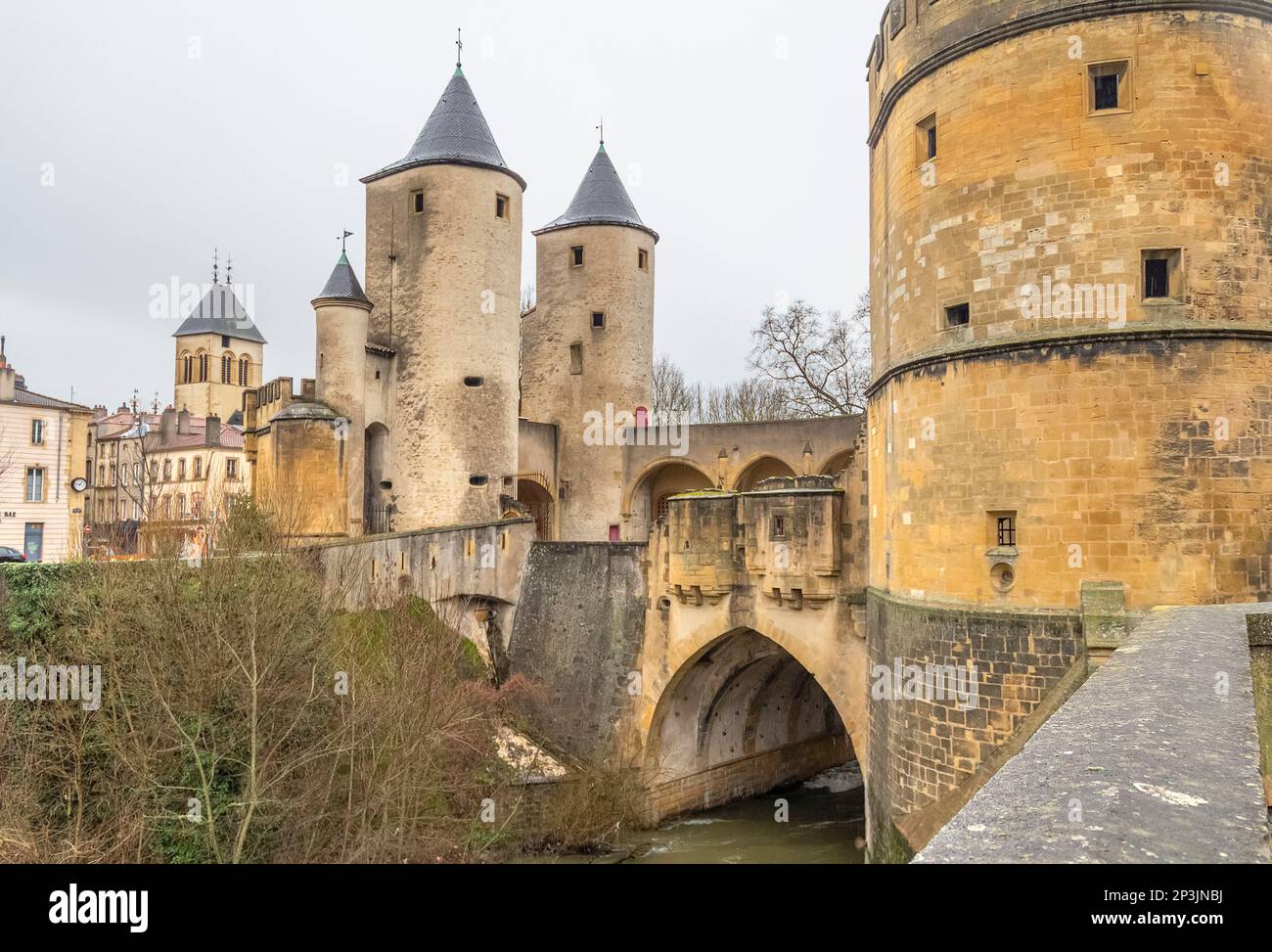 Bridge castle and city gate named Germans Gate in Metz, a city in the ...
