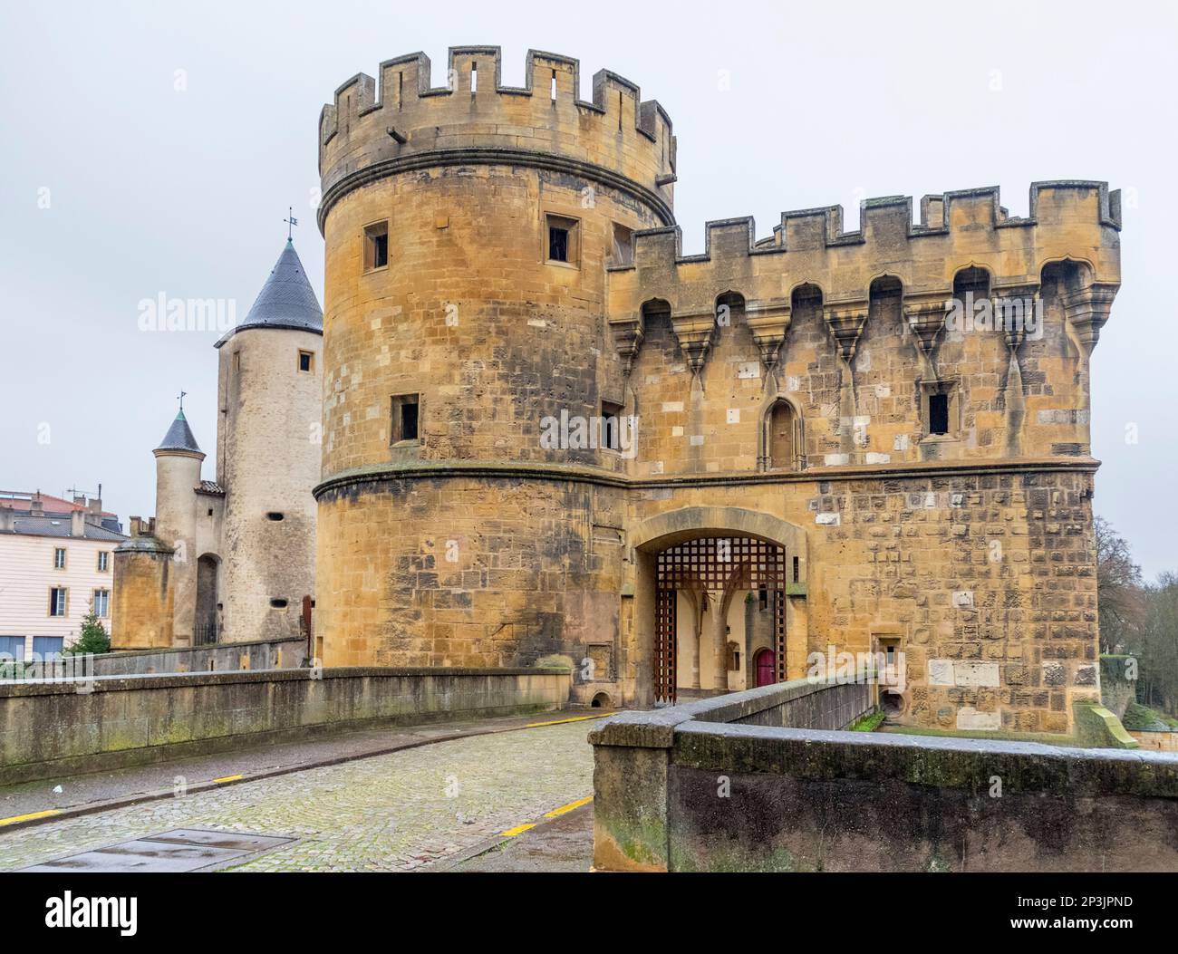 Bridge castle and city gate named Germans Gate in Metz, a city in the ...