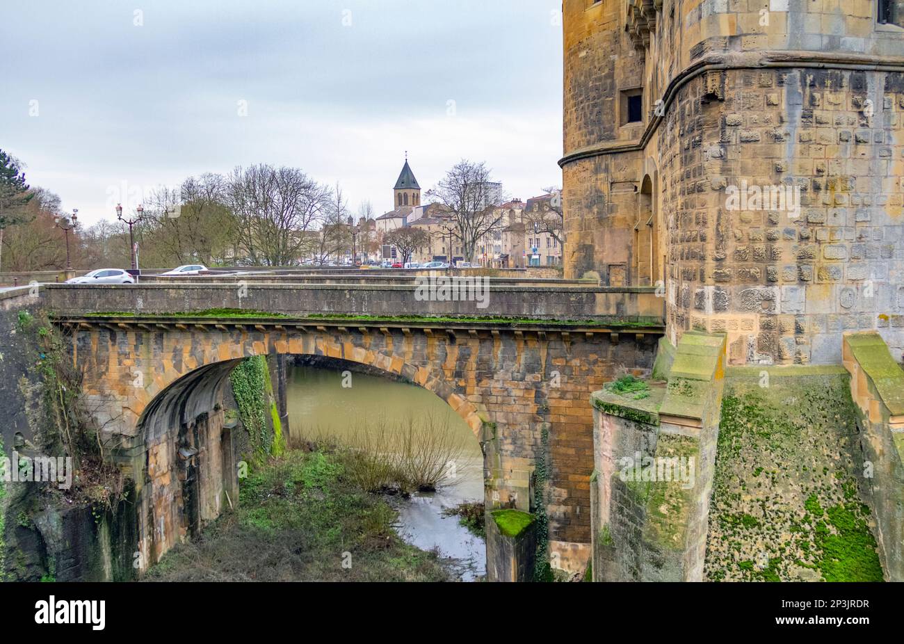 Bridge castle and city gate named Germans Gate in Metz, a city in the ...