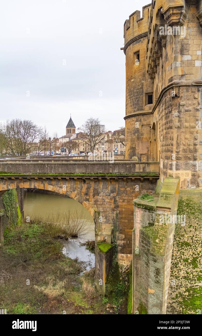 Bridge castle and city gate named Germans Gate in Metz, a city in the ...