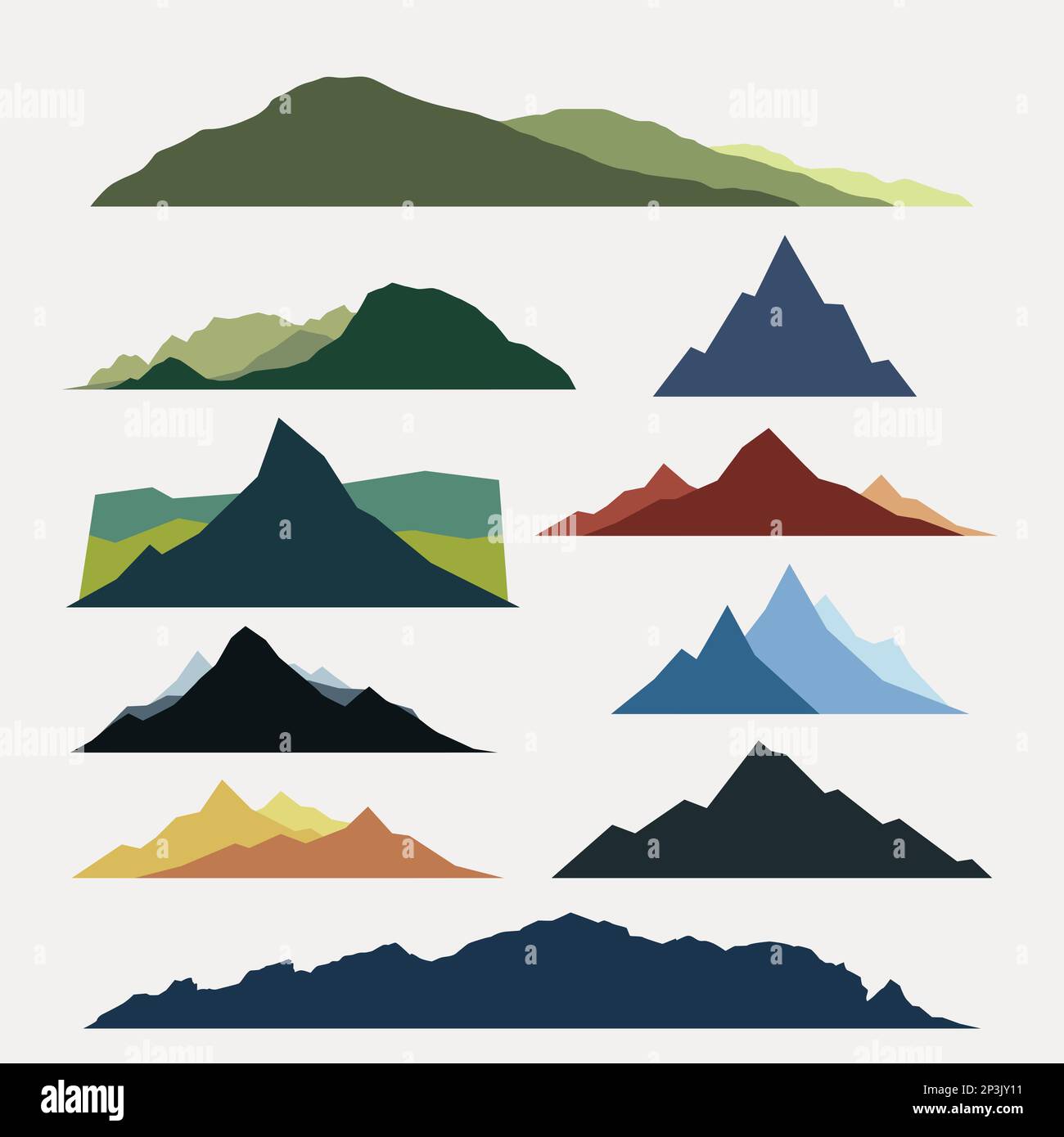 a various colored simple mountains in set Stock Vector Image & Art - Alamy