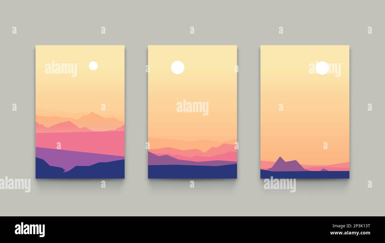 colorful mountain landscapes in set layer design Stock Vector Image ...