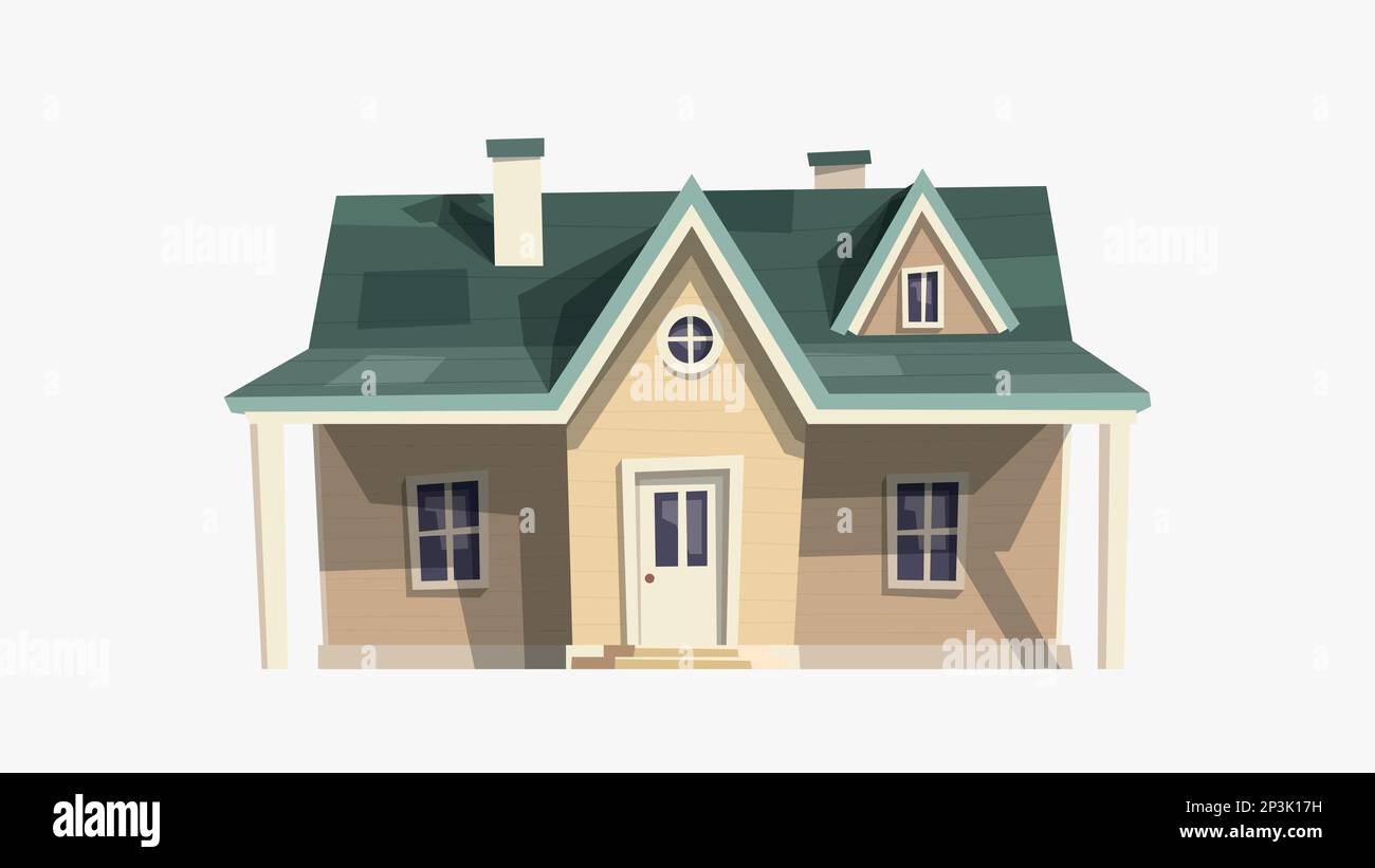 cartoon wooden house front view with shadows Stock Vector Image & Art ...