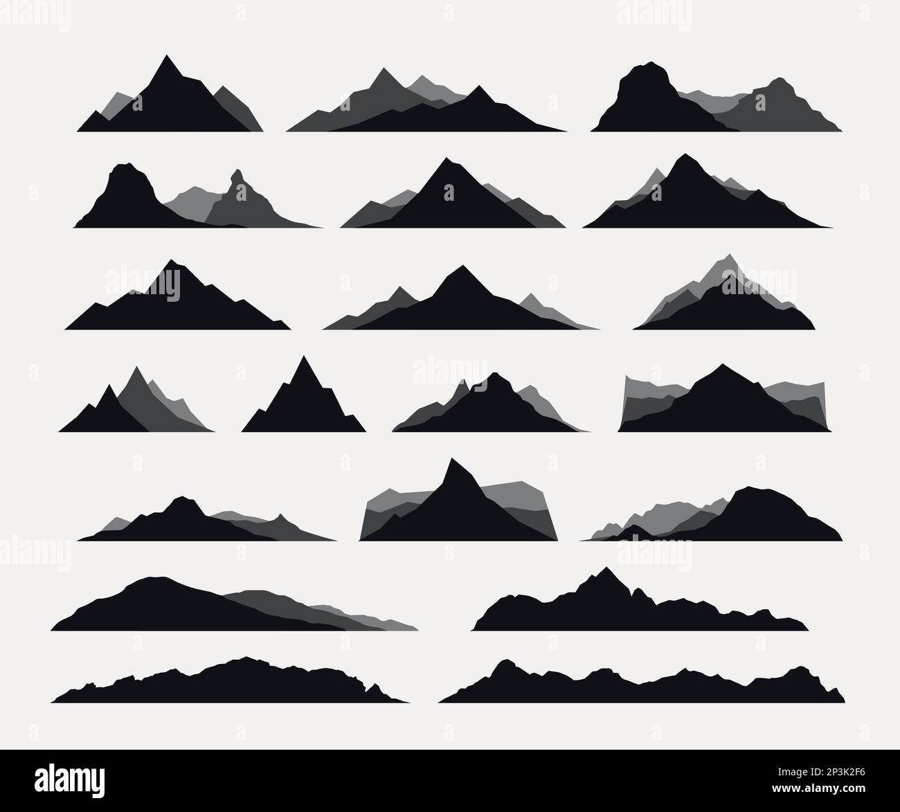 grey color silhouettes of mountains in set Stock Vector Image & Art - Alamy