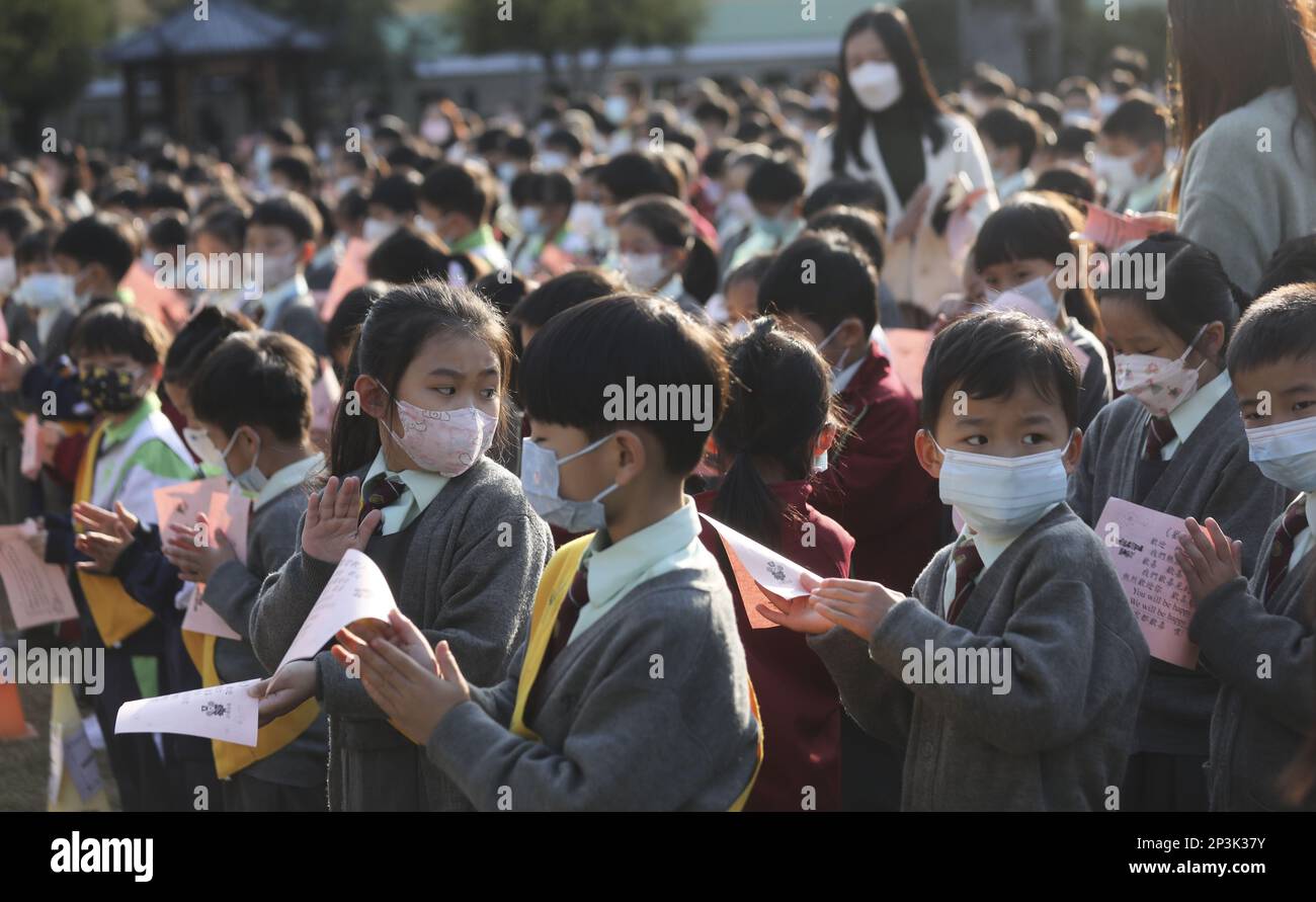 Cross-border students return to Fung Kai No. 1 Primary School in Sheung ...